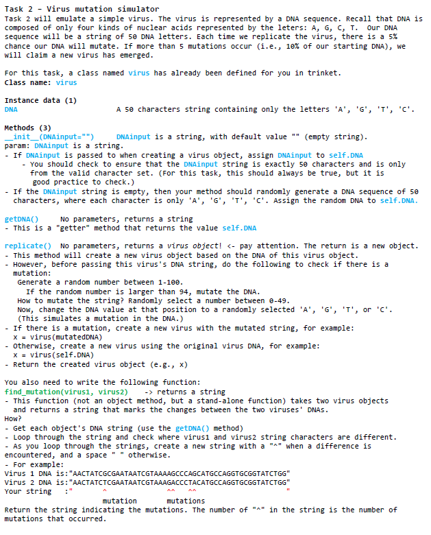Solved Task 2 Virus Mutation Simulator Task 2 Will Emulate 