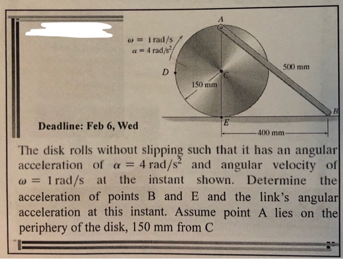 Solved The disk rolls without slipping such that it has an | Chegg.com