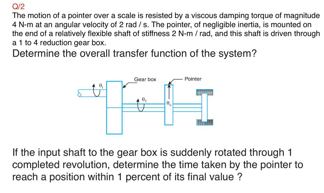 Solved Q/2 The motion of a pointer over a scale is resisted | Chegg.com