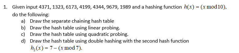 Solved 1. Given input 4371, 1323, 6173, 4199, 4344, 9679, | Chegg.com