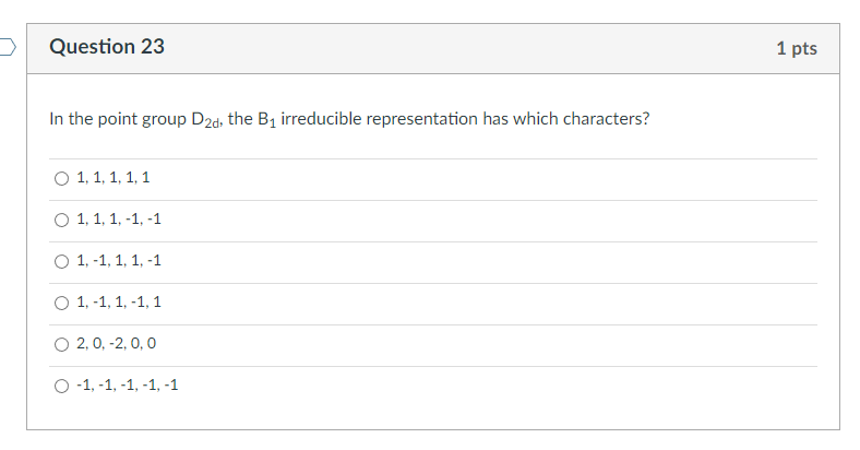 Solved In the point group D2 d, the B1 irreducible | Chegg.com