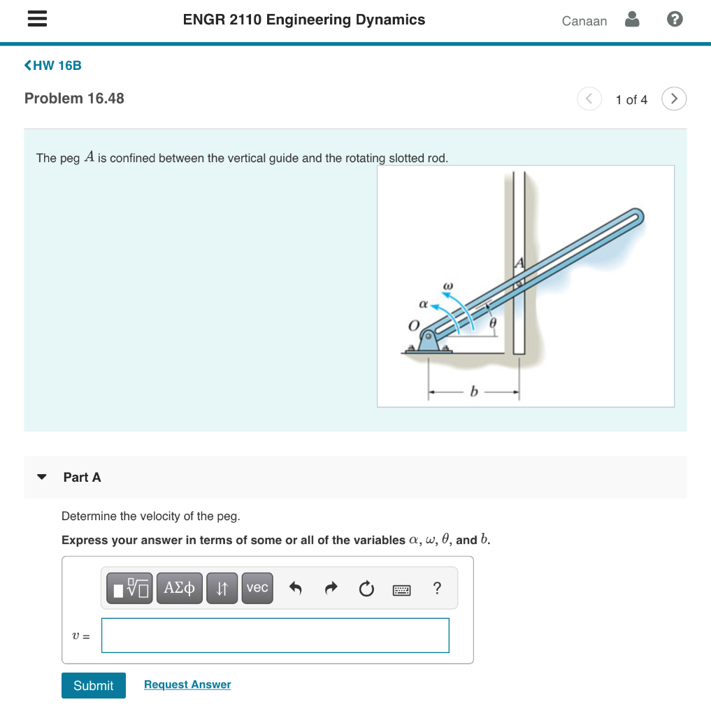 Solved ENGR 2110 Engineering Dynamics Canaan 。 Problem 16.48 | Chegg.com