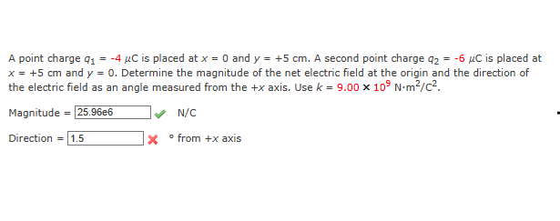 Solved A point charge q1=−4μC is placed at x=0 and y=+5 cm. | Chegg.com