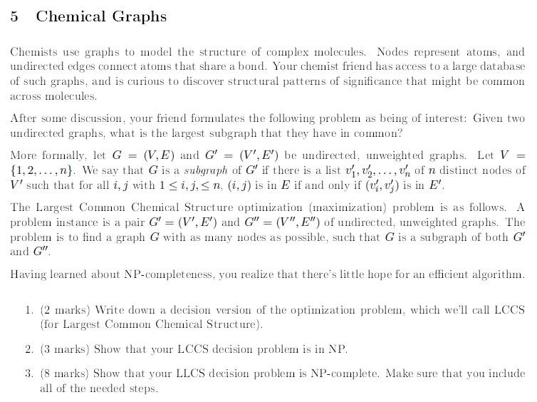 5 Chemical Graphs = Chemists use graphs to model the | Chegg.com