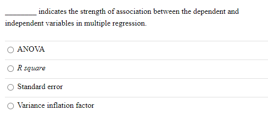 Solved indicates the strength of association between the | Chegg.com