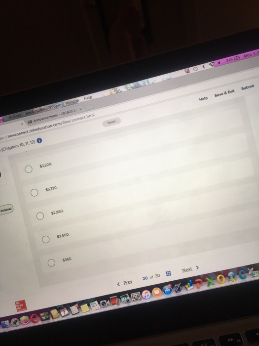 Solved 201820:21 × cation.com/flow/connect.html Help Save& | Chegg.com