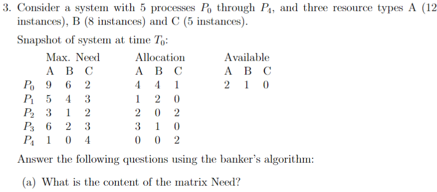 Solved Consider a system with 5 processes P0 through P4, and | Chegg.com