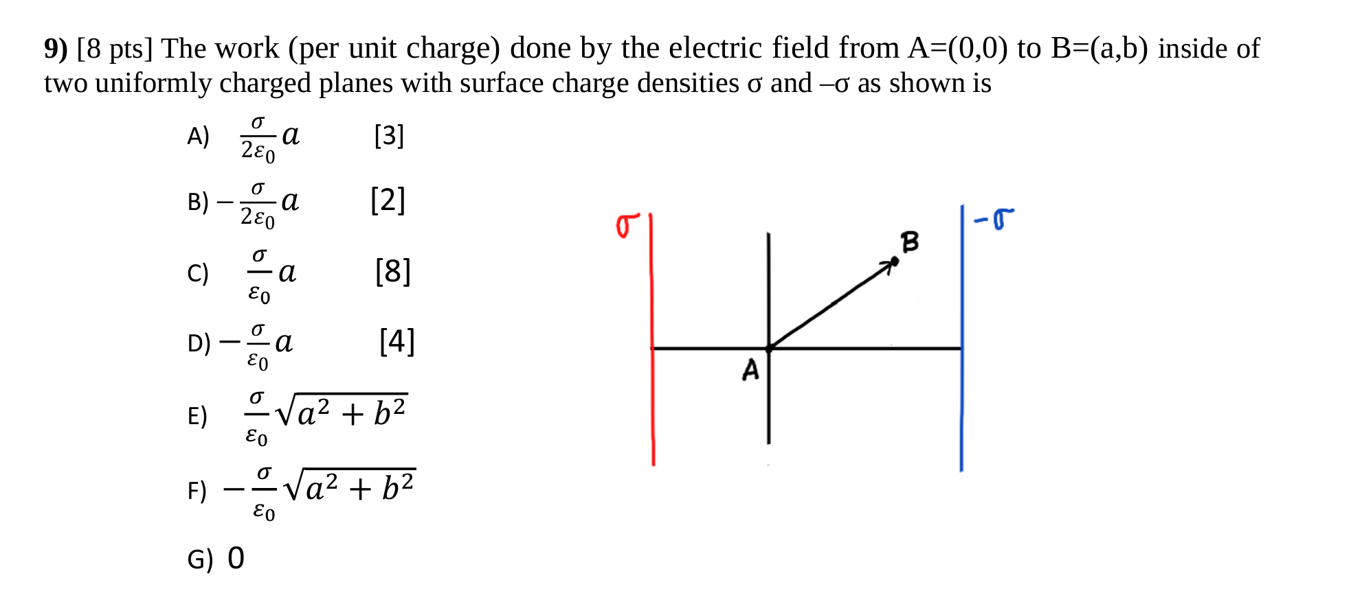 Solved 9) [8 pts] The work (per unit charge) done by the | Chegg.com