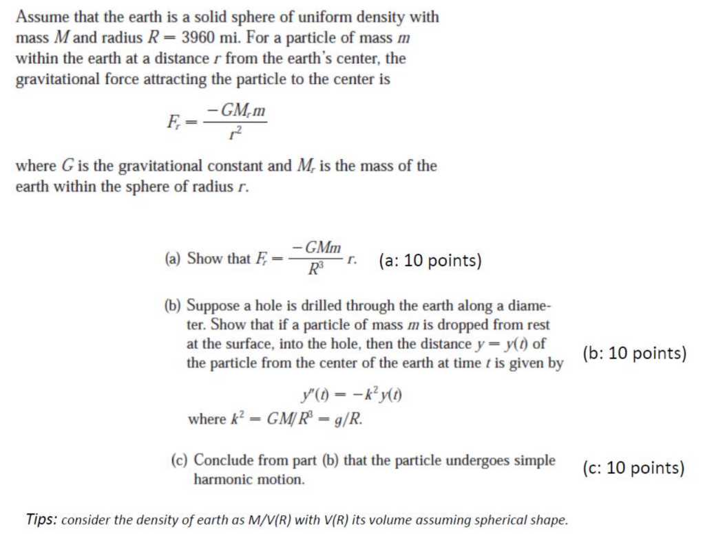 Solved Assume that the earth is a solid sphere of uniform | Chegg.com