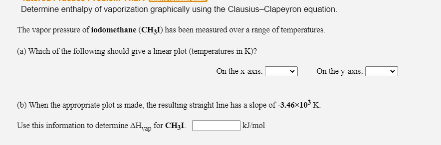 Solved Determine enthalpy of vaporization graphically using | Chegg.com