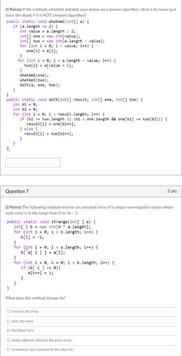 Solved (4 Points) If the methods whatAmland dolt seen below | Chegg.com