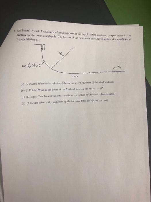 Solved s. (20 Points) A cart of mass m is released from rest | Chegg.com