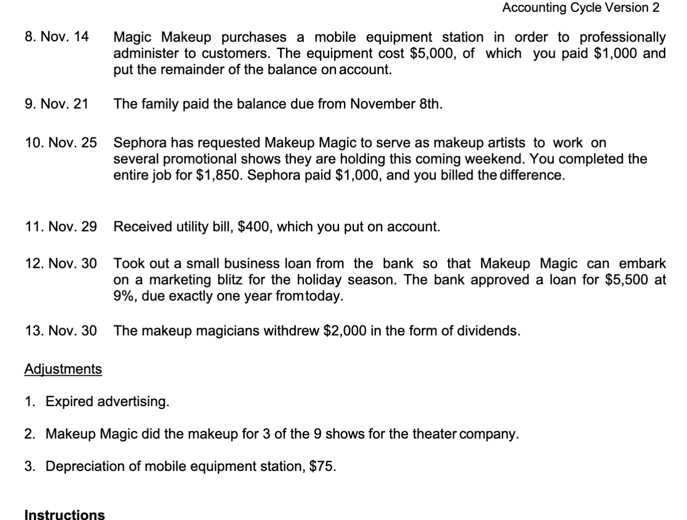 Solved Here are the transactions for Makeup Magic in | Chegg.com