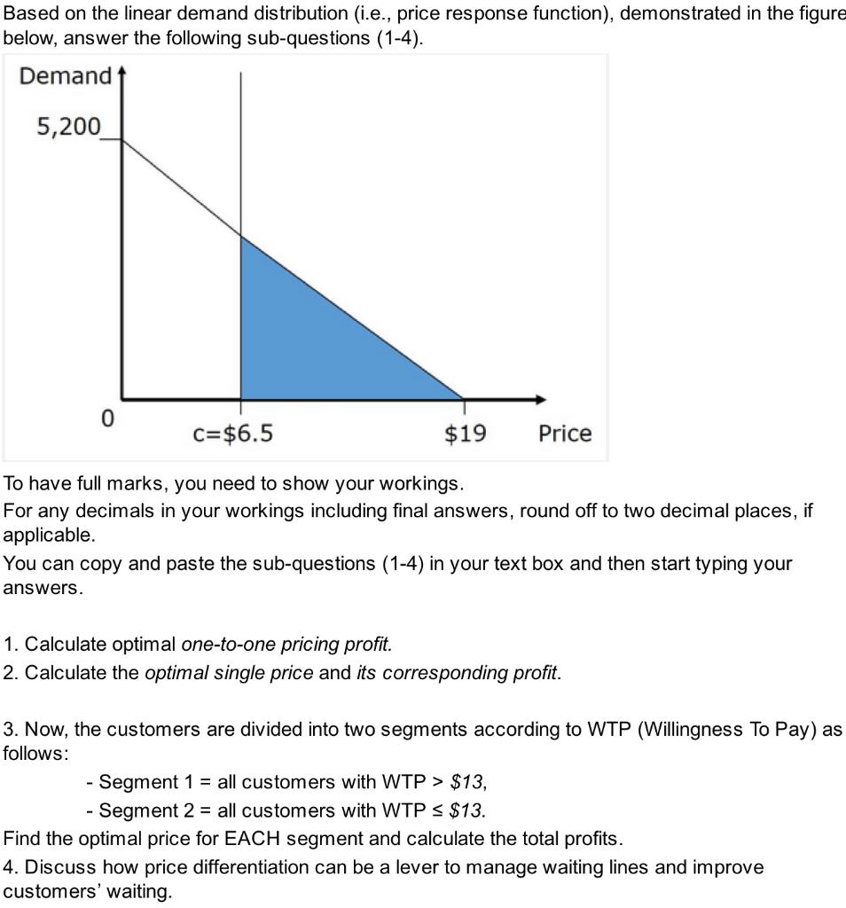 Solved Based on the linear demand distribution (i.e., price | Chegg.com