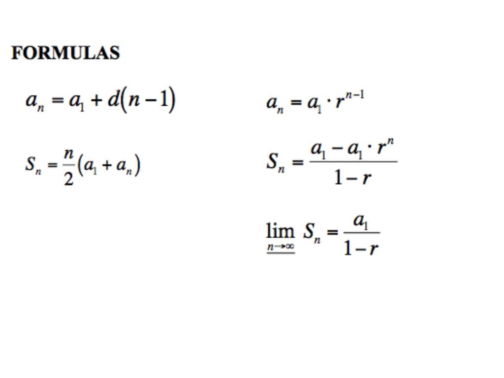 Solved FORMULAS a, = a + d(n-1) an = a, .rnal a - q.ph S.- | Chegg.com