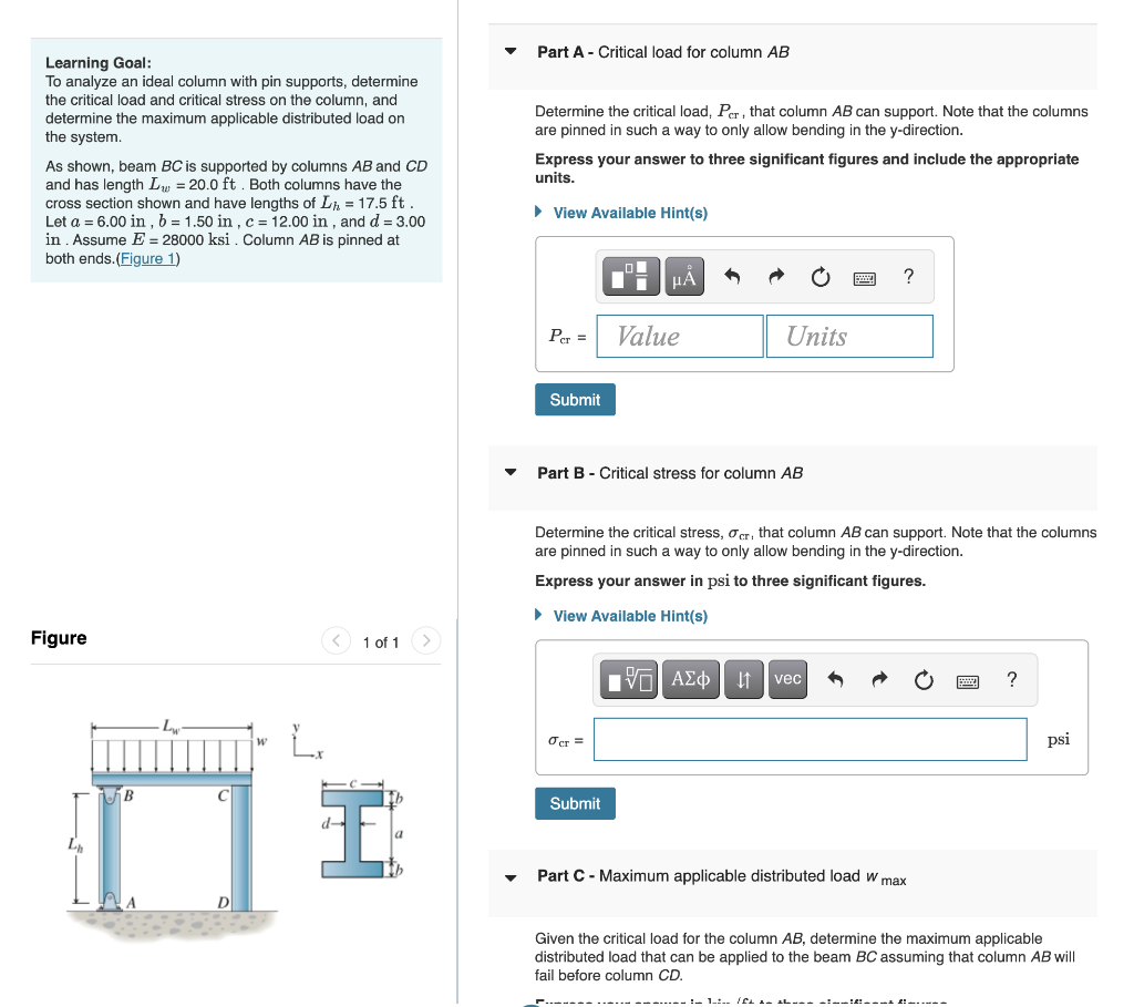 [Solved]: Learning Goal: To analyze an ideal column with p