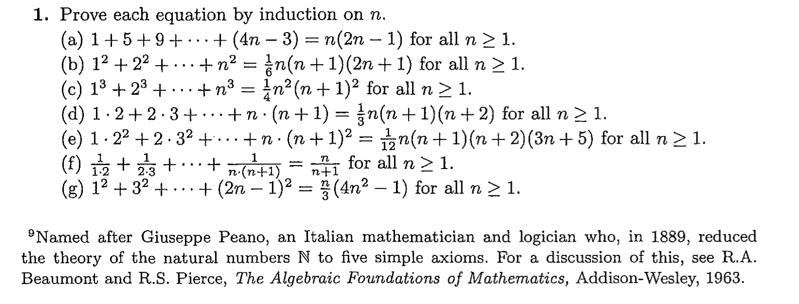Solved 1. Prove each equation by induction on n. (a) | Chegg.com