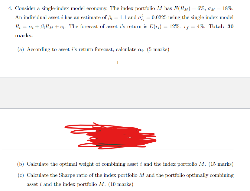 Solved 4. Consider a single-index model economy. The index | Chegg.com