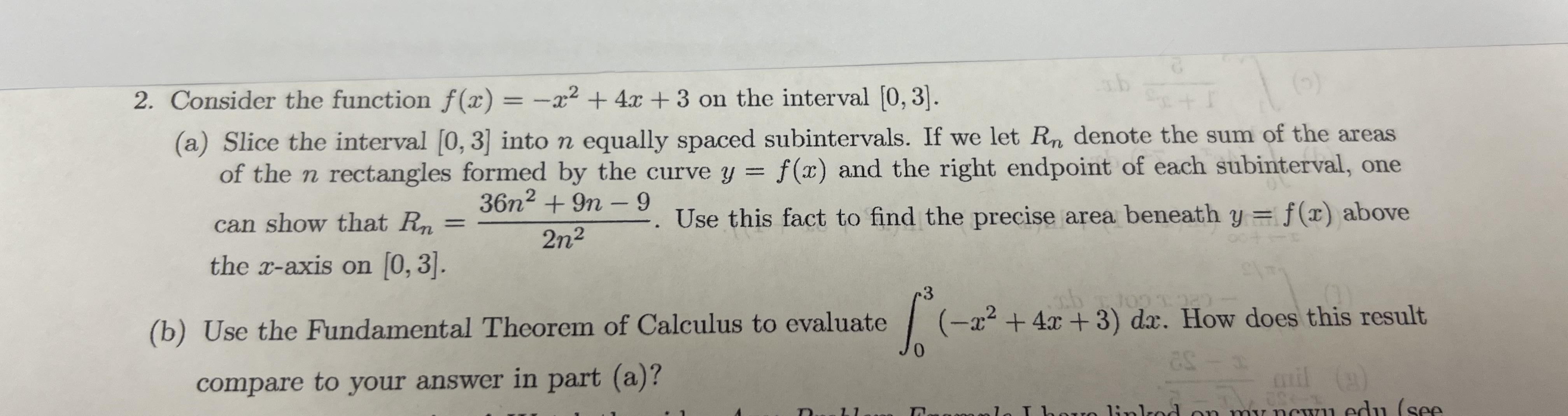 Solved Consider the function f(x)=-x2+4x+3 ﻿on the interval | Chegg.com