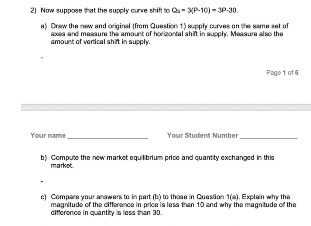 Solved 1) Suppose that the demand and supply curves for a | Chegg.com