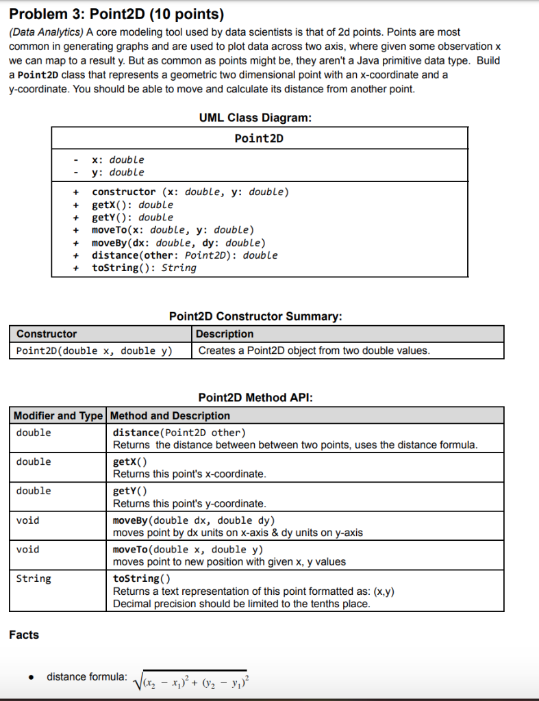Solved Problem 3: Point2D (10 points) (Data Analytics) A | Chegg.com