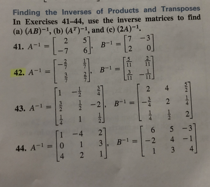 Solved = [- B-1 = 23 2 11 2 7 Finding the Inverses of | Chegg.com