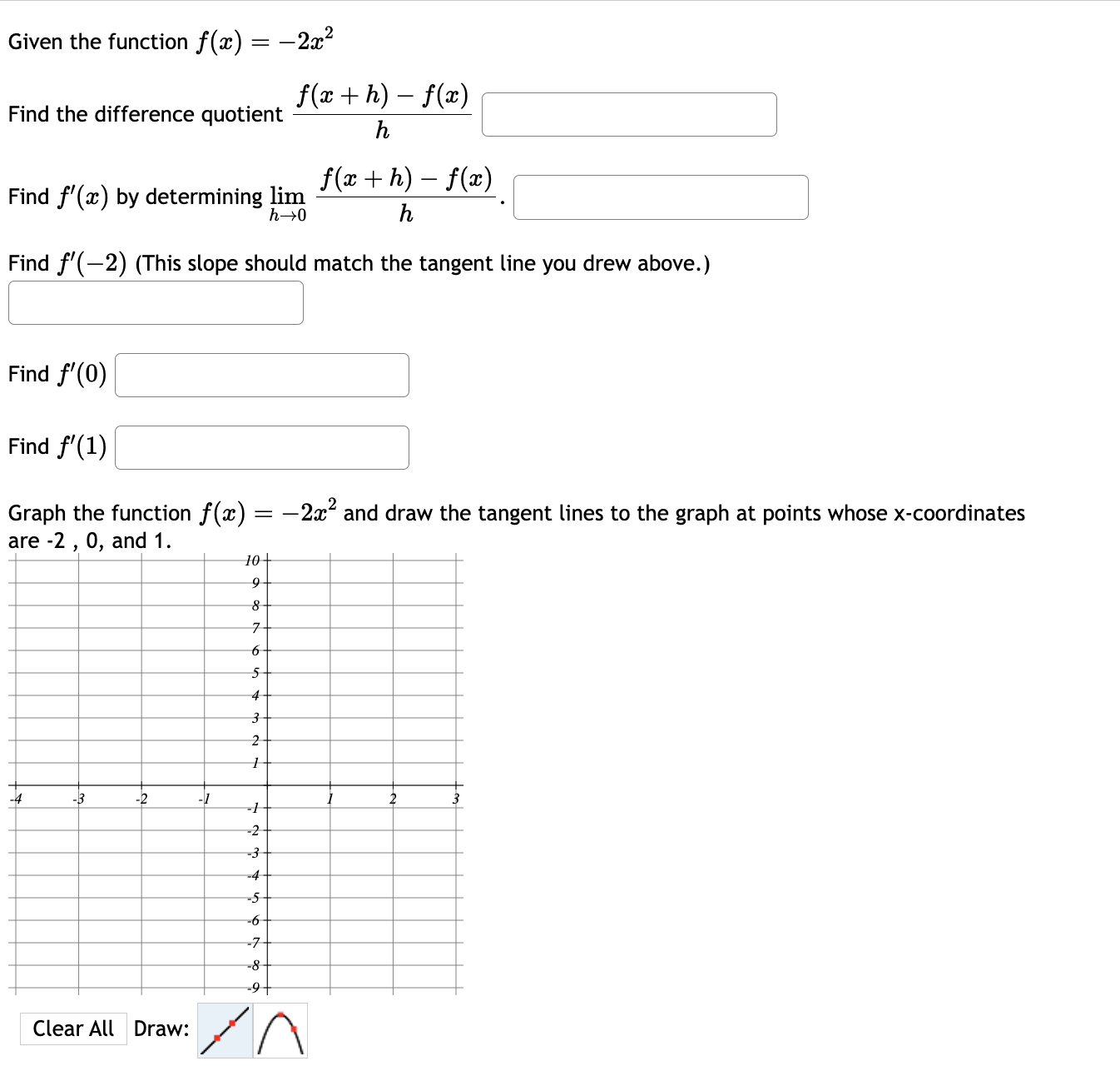 Solved Given the function f(x)=−2x2 Find the difference | Chegg.com