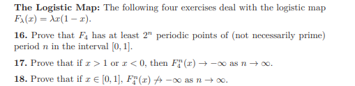 Solved The Logistic Map: The following four exercises deal | Chegg.com