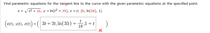 Solved Find parametric equations for the tangent line to the | Chegg.com