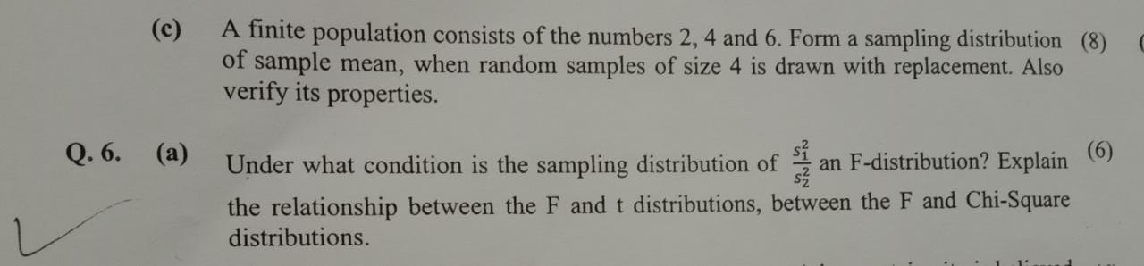 Solved (c) A finite population consists of the numbers 2, 4 | Chegg.com