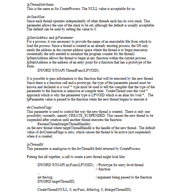 The creation of a process or thread is an operating | Chegg.com