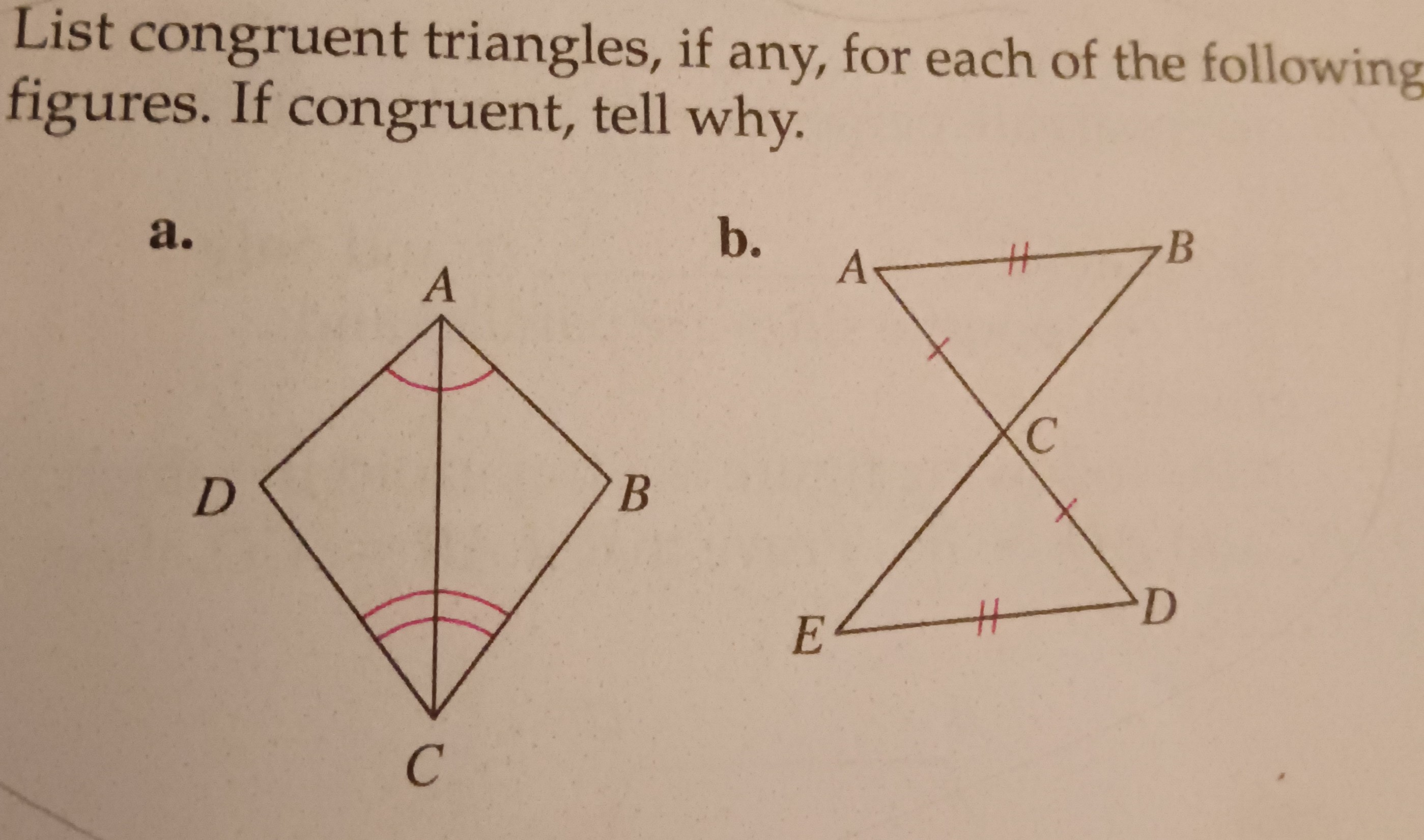 Solved List congruent triangles, if any, for each of the | Chegg.com