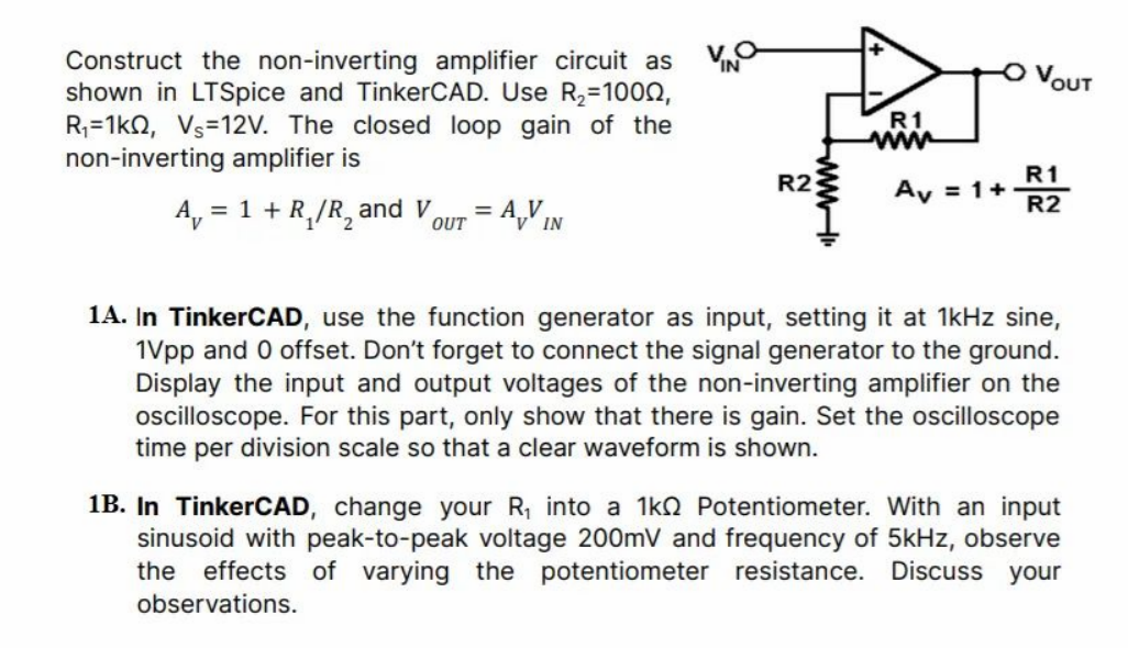 Solved Construct this non-inverting amplifier using | Chegg.com