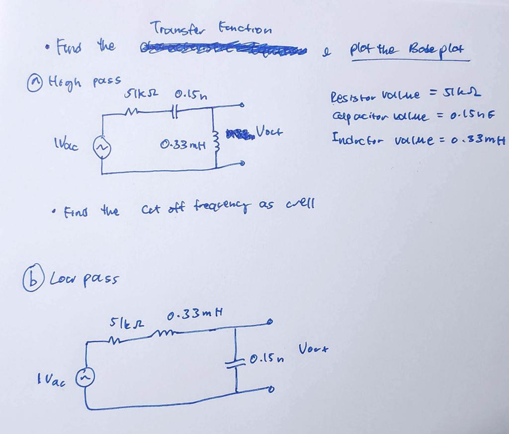 Solved Find The Transfer Function And Plot The Bodeplot For 