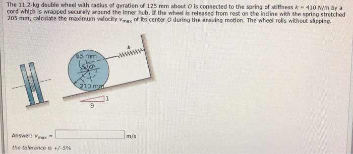 Solved The 11.2-kg double wheel with radius of gyration of | Chegg.com