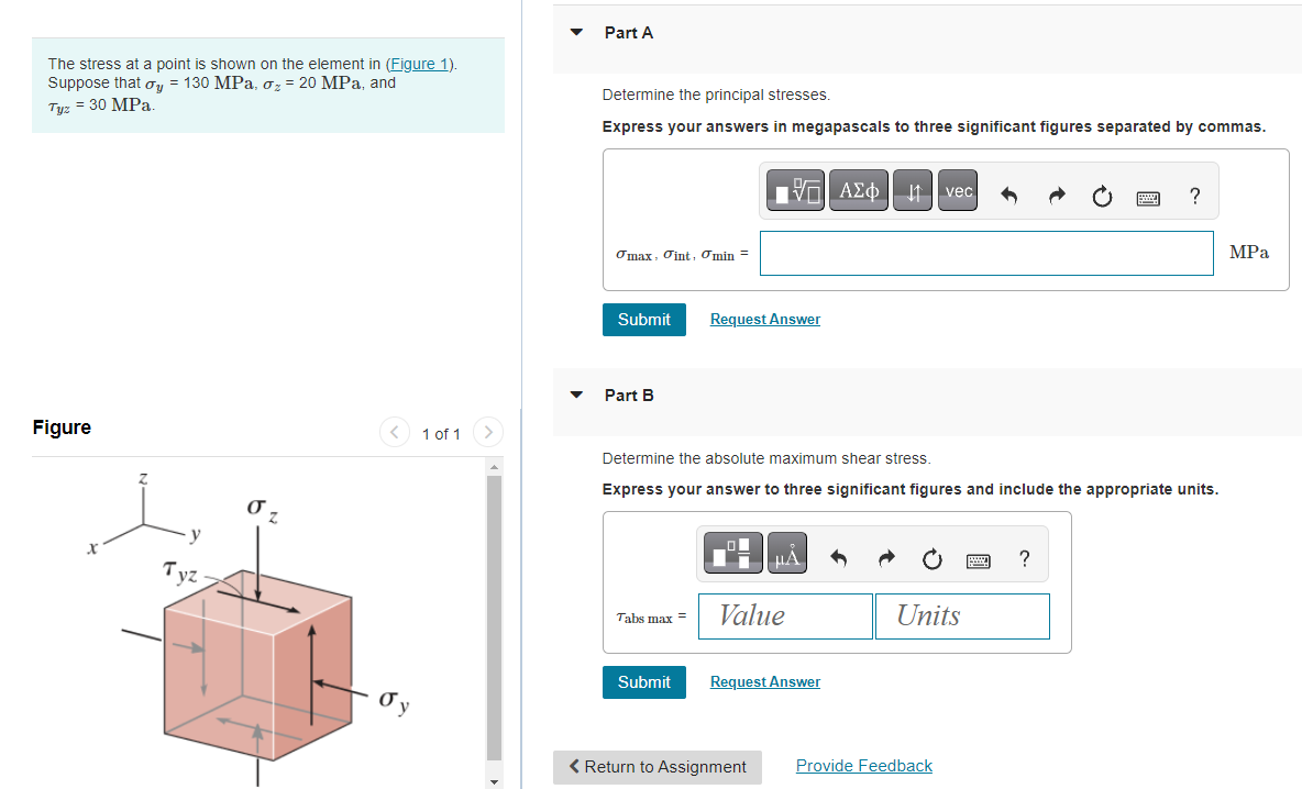 Solved The stress at a point is shown on the element in | Chegg.com
