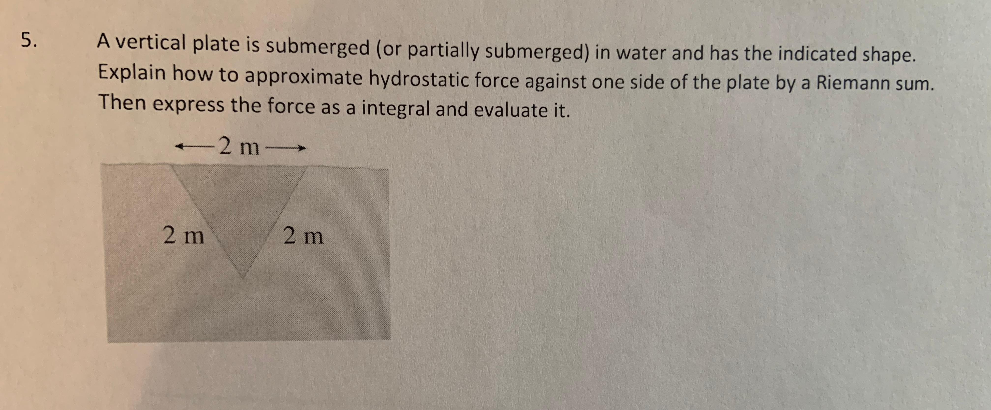 Solved 5. A vertical plate is submerged (or partially | Chegg.com