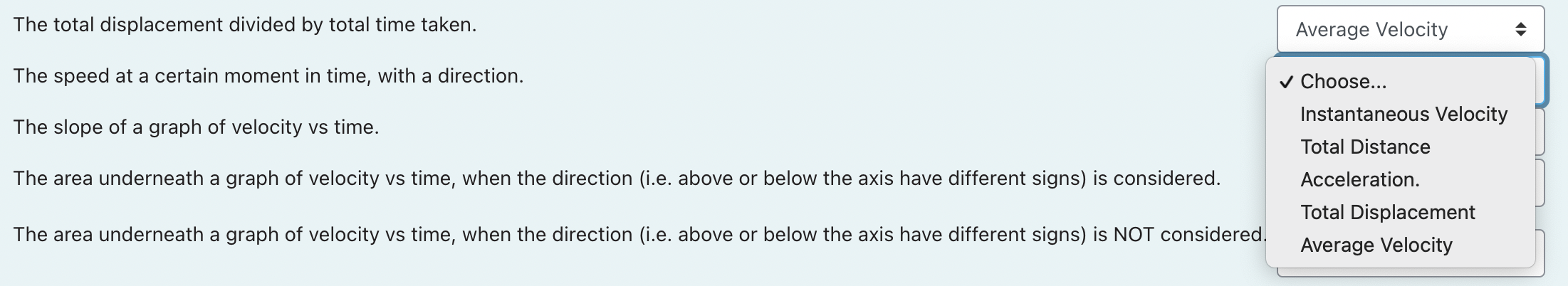 Solved The total displacement divided by total time taken. | Chegg.com