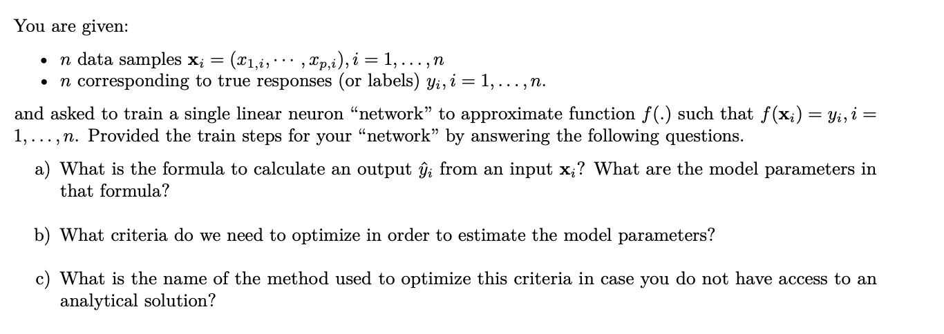 You are given: - n data samples | Chegg.com