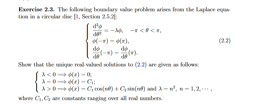 Solved = Exercise 2.3. The following boundary value problem | Chegg.com