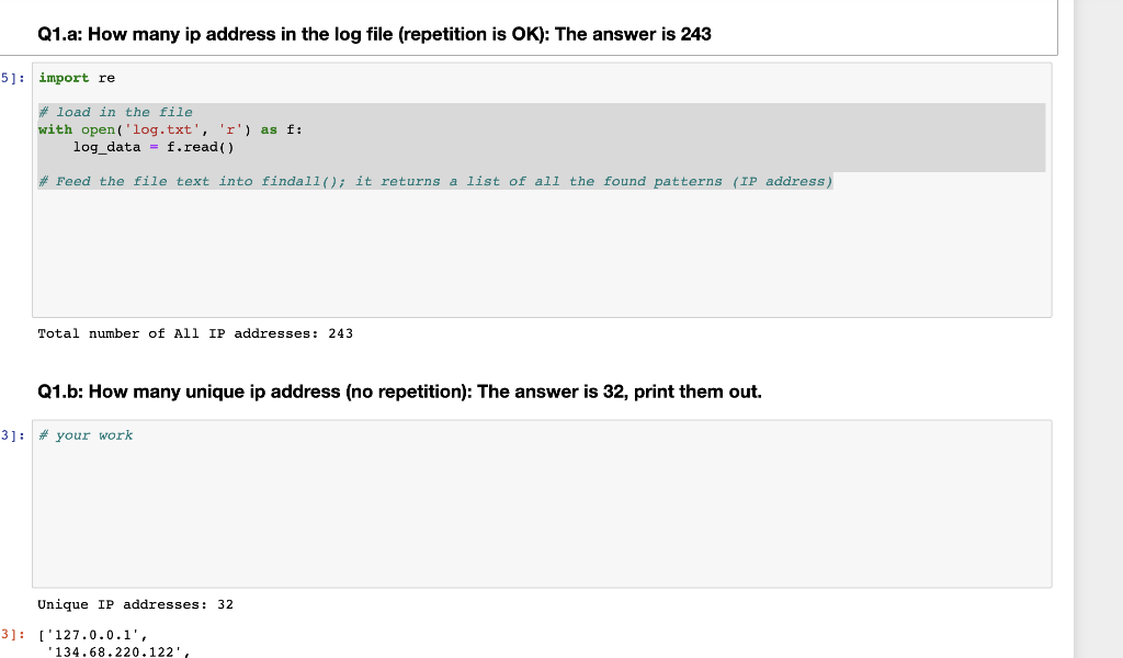 Q1.a: How many ip address in the log file (repetition | Chegg.com