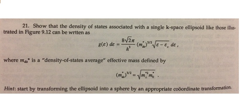 Solved 21. Show that the density of states associated with a | Chegg.com