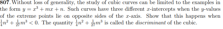 Solved 807. Without loss of generality, the study of cubic | Chegg.com