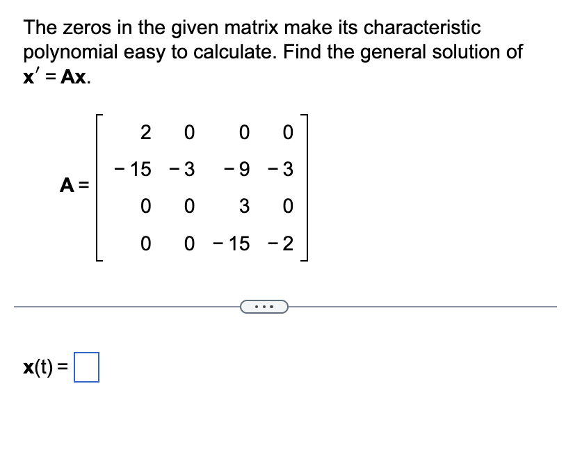 The zeros in ﻿the given matrix make its | Chegg.com