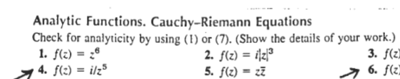 Solved Analytic Functions. Cauchy-Riemann Equations Check | Chegg.com