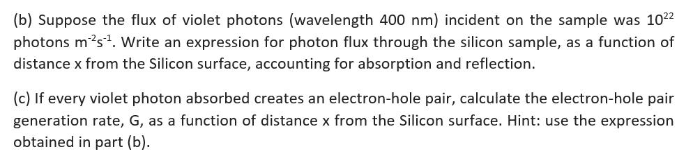 (b) Suppose the flux of violet photons (wavelength | Chegg.com