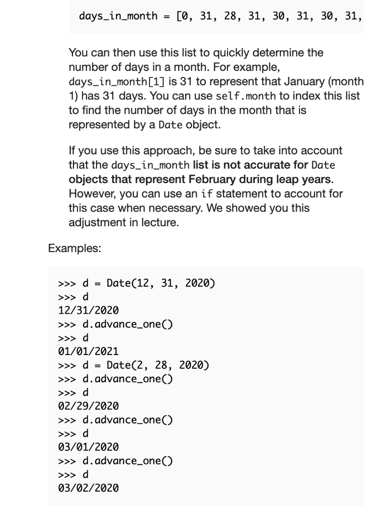 Solved Problem 1: A Date class 50 points; individual-only | Chegg.com