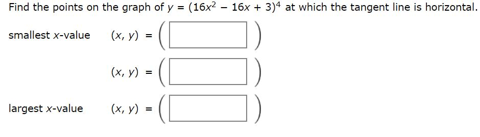 Solved Find the points on the graph of y 16x2 16x + 3)4 at | Chegg.com