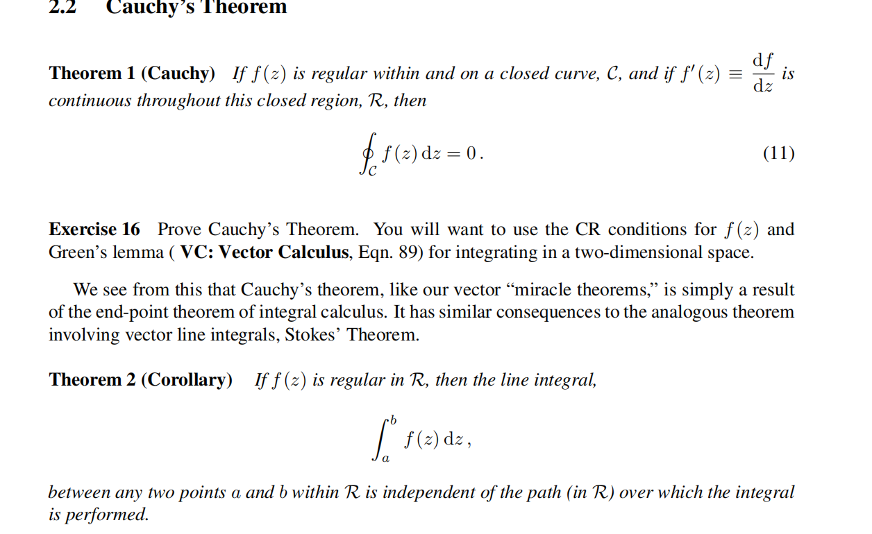 Solved 2.2 Cauchy's Theorem df dz Theorem 1 (Cauchy) If f(x) | Chegg.com