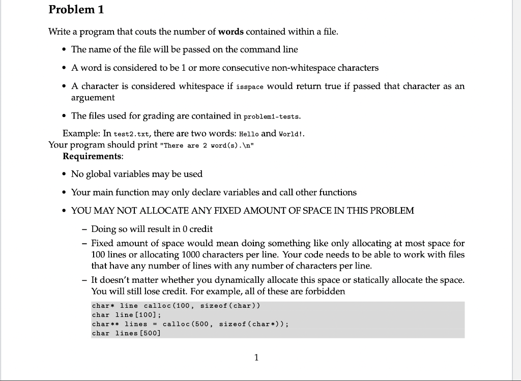 Solved Problem 1 Write a program that couts the number of | Chegg.com